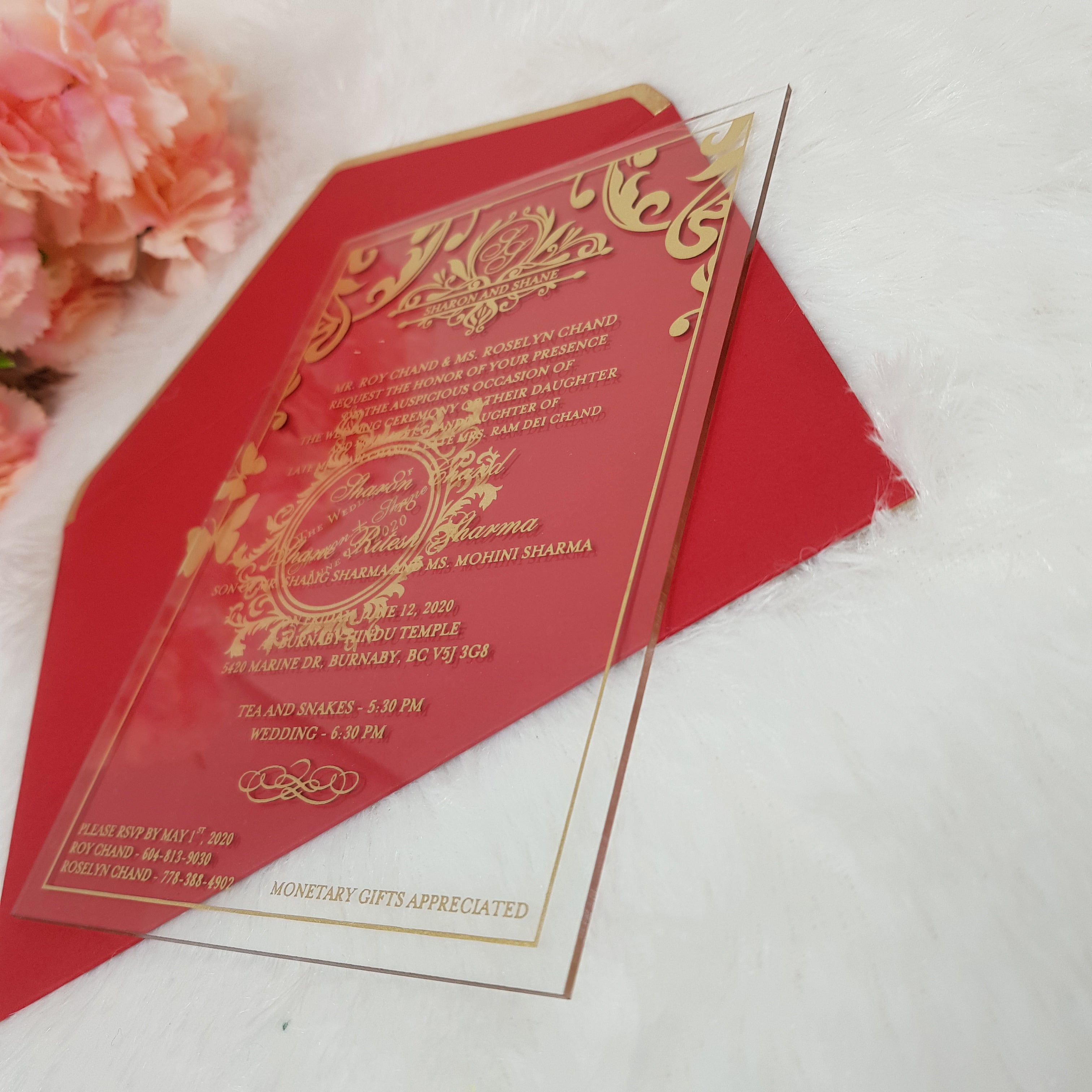 Clear & Transparent Invitation for Wedding with Gold Print – My Printman