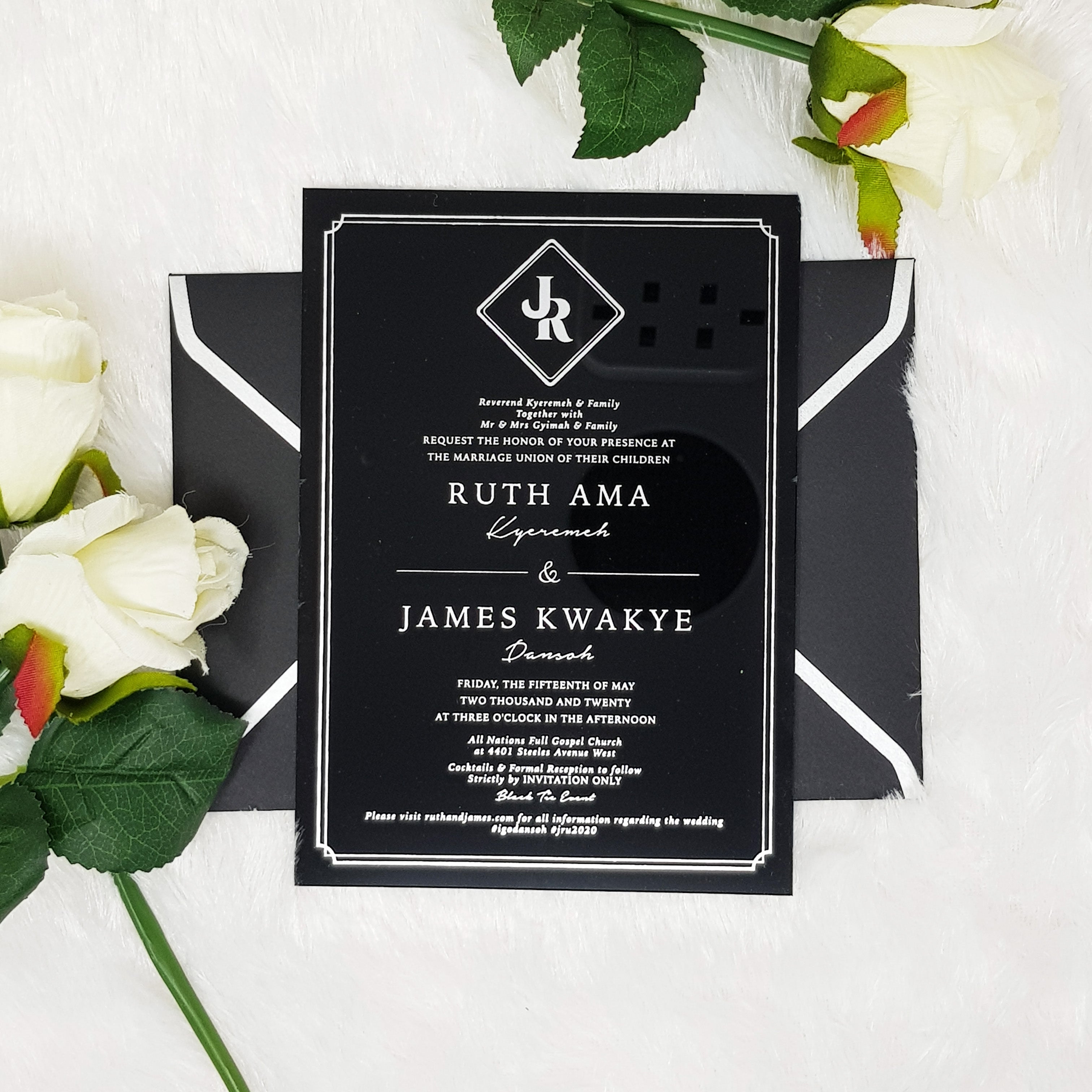 Dazzling Black & Silver Acrylic Wedding Invitation | YWI – My Printman
