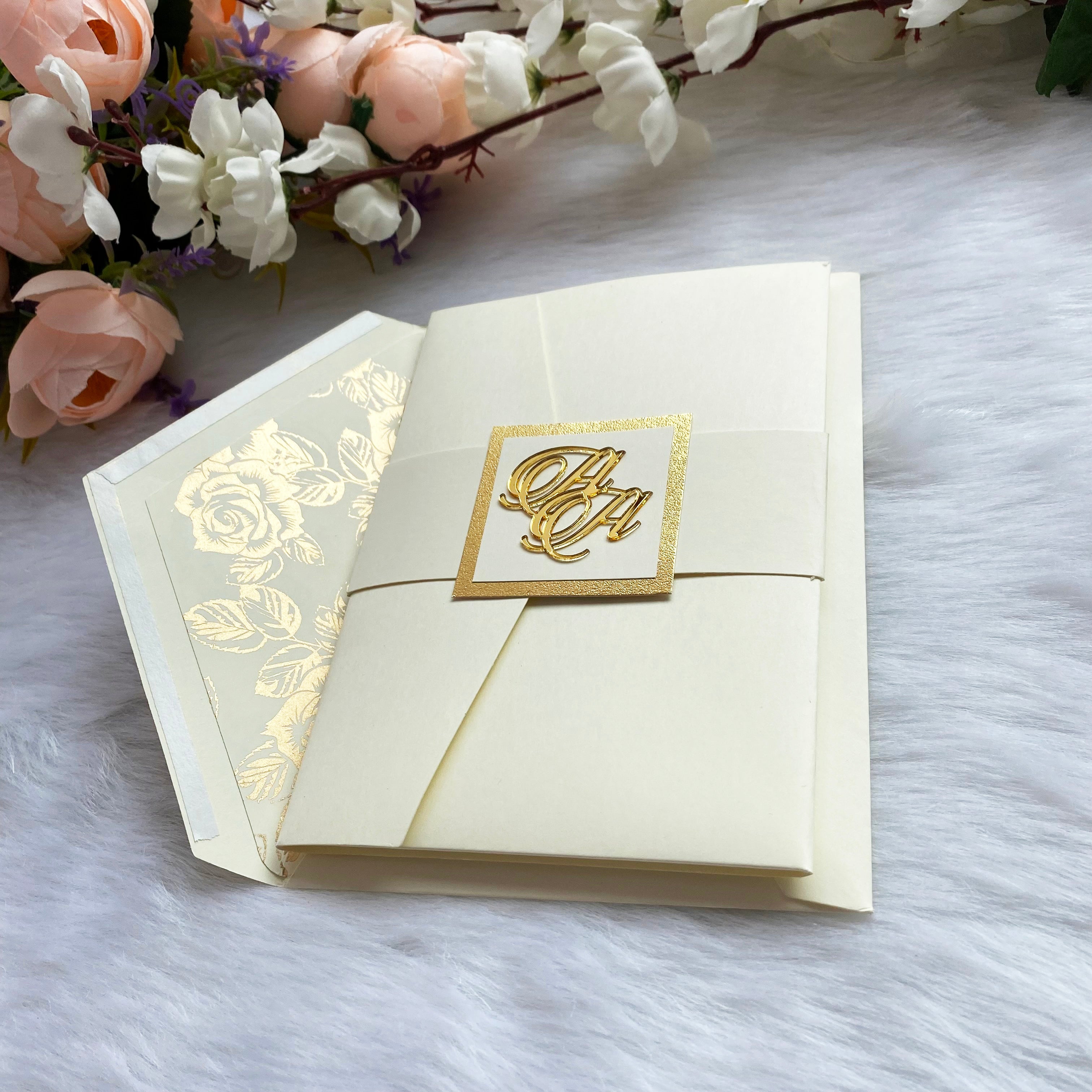 Gold Pocketfold Wedding Invitation Luxurious Pocket Fold Invitation